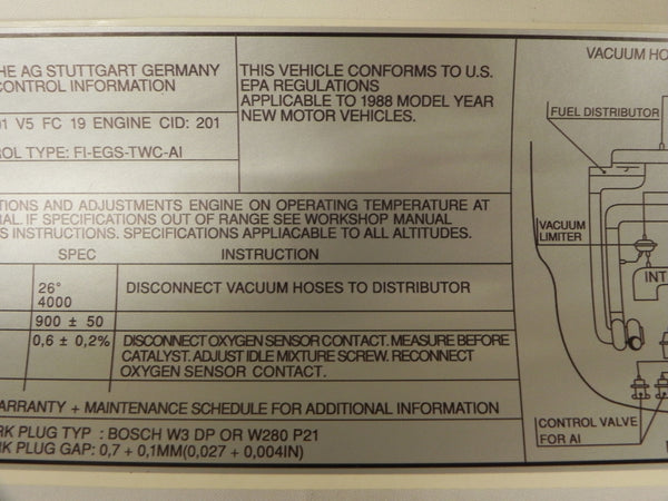 (New) 911 Turbo Emission Catalyst Decal - 1988-89 - AASE Sales