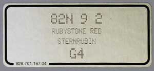 (New) 911/928/944/964/968 Star Ruby/Rubystone Red Paint Code Decal - 1 ...