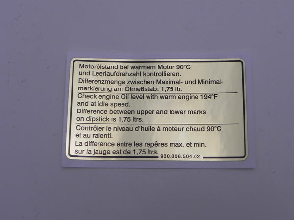 (New) 930 Turbo Engine Sticker Set - 1981-83 - AASE Sales