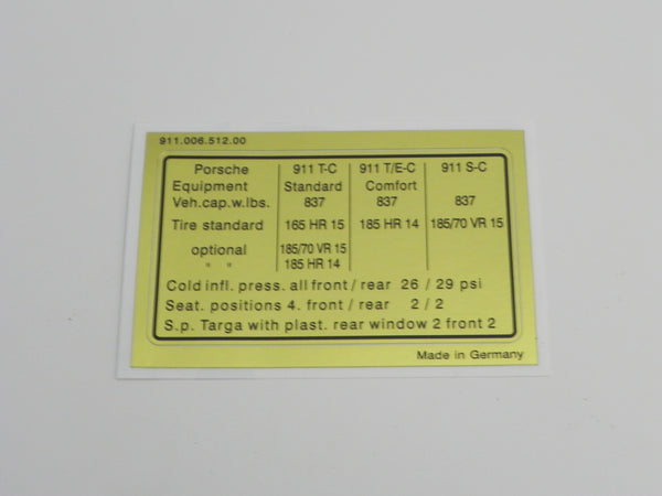 Porsche 911, 912, & 930 Decals and Stickers Page 3 - AASE Sales
